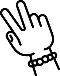 Rapper hand sign icon outline style Royalty Free Vector