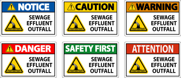Water safety sign warning - sewage effluent Vector Image