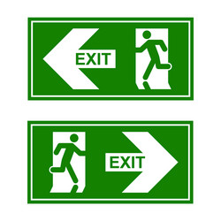 Emergency exit sign man running out fire Vector Image