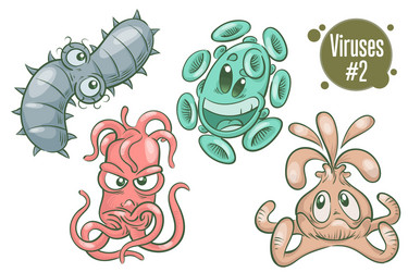 Funny bacteria virus and pathogen cartoon Vector Image