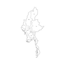 Myanmar political map of administrative divisions Vector Image