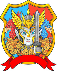 Scandinavian valkyrie outline design Royalty Free Vector