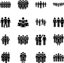 Crowd pictograph people icon line style Royalty Free Vector