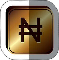 Sticker golden square with currency symbol Vector Image