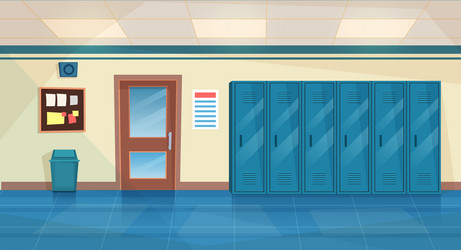 Girl in school hallway corridor cartoon interior Vector Image
