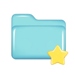 Realistic 3d blue folder with yellow arrow Vector Image