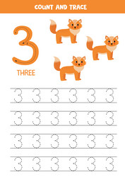 Tracing numbers in words worksheet for children Vector Image
