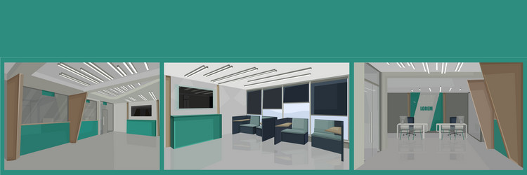 Bank interior design concept with green colors Vector Image