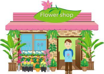 Realistic flower shop advertising template Vector Image
