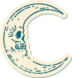 Tattoo style sticker a crescent moon and clouds Vector Image