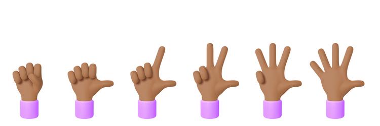 Hands set realistic 3d design in cartoon style Vector Image