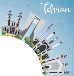 Abstract tehran skyline with color landmarks Vector Image