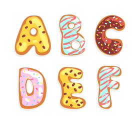 Cookie alphabet letter with colorful sugar glaze Vector Image