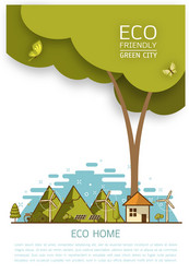 Poster and banner of eco friendly house Royalty Free Vector