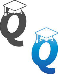 Letter m graduation cap concept design Royalty Free Vector