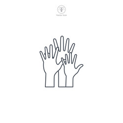 Multiple hands raised icon symbol isolated on Vector Image