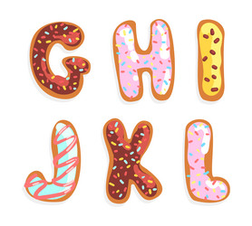 Cookie alphabet letter with colorful sugar glaze Vector Image
