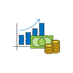 Money chart icon stats with bar Royalty Free Vector Image
