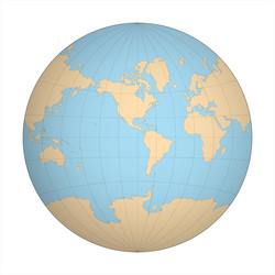 Simplified map of world focused on americas Vector Image