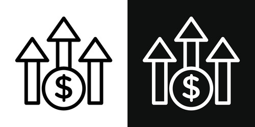 High revenue icon set margin growth pension Vector Image