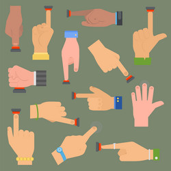 Hand pressing button flat style Royalty Free Vector Image