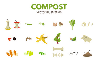 Organic recycle compost icons set Royalty Free Vector Image