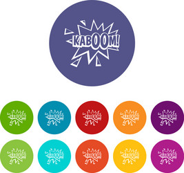 Kaboom explosion icons 9 set Royalty Free Vector Image