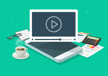 Webinar learning or video watching on computer Vector Image