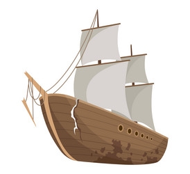 Broken ship icon cartoon wooden battered Vector Image