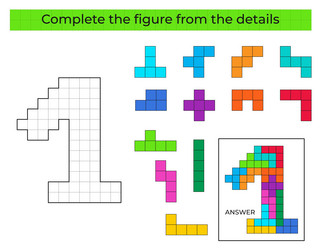 Complete the figure puzzle game with number 2 Vector Image