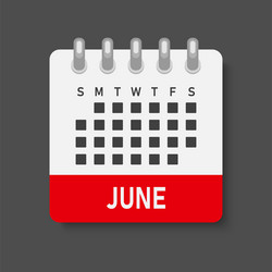 Template icon page calendar month june Royalty Free Vector