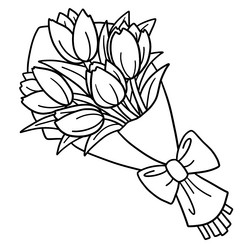Flower standee isolated coloring page for kids Vector Image