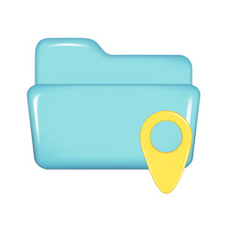 Realistic 3d blue folder with yellow arrow Vector Image