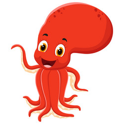 Funny pink octopus on white background Royalty Free Vector