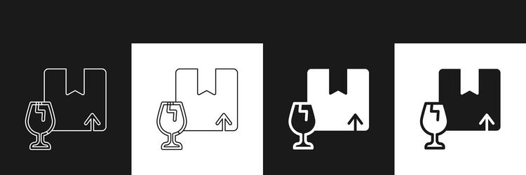 Black line delivery package box with fragile Vector Image