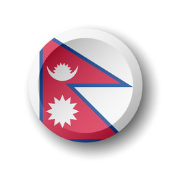 Glossy circle badge flag of nepal Royalty Free Vector Image