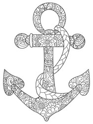 Anchor and rope coloring book Royalty Free Vector Image