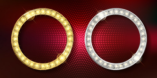 Gold and silver chrome ring frame realistic round Vector Image