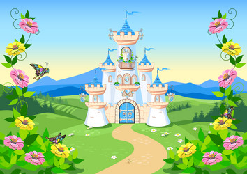 Blue princess castle Royalty Free Vector Image