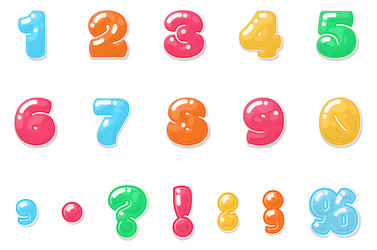Cartoon numbers font fun childhood Royalty Free Vector Image