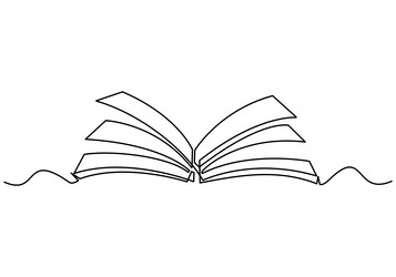 One line drawing of knowledge tree book Royalty Free Vector