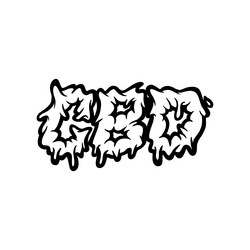 Cannabis bud word melted hand lettering text Vector Image