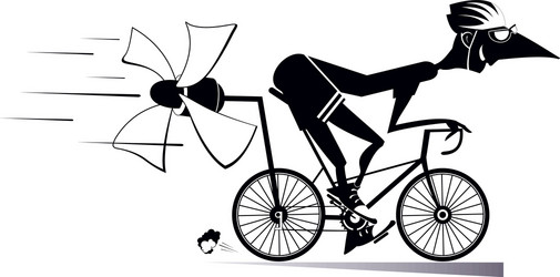 Cartoon man rides a bike isolated Royalty Free Vector Image