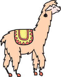 Isolated outline cartoon baby llama Royalty Free Vector