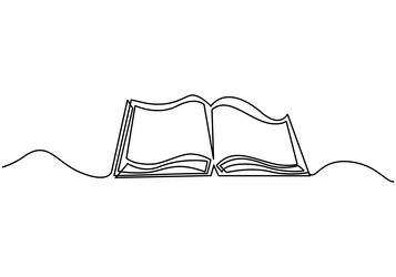 Book one line drawing banner open Royalty Free Vector Image