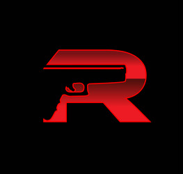 Initial logo for letter r with gun and tactical Vector Image