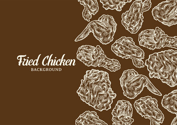 Crispy fried chicken background template Vector Image