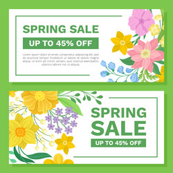 Floral spring sale card design with blooming Vector Image