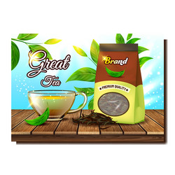 Green tea creative promo advertising poster Vector Image