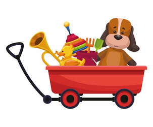 Kids toys in pushcart Royalty Free Vector Image
